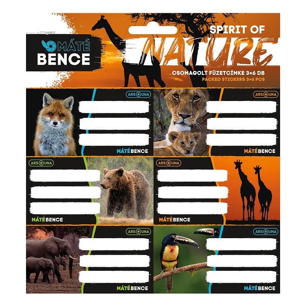 Ars Una füzetcímke 3x6 db-os - Máté Bence Spirit of Nature - Gyerekajándék